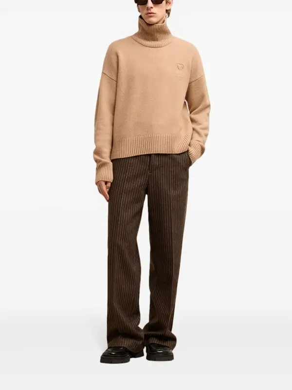 AMI Paris Embossed De Coeur Roll-neck Jumper