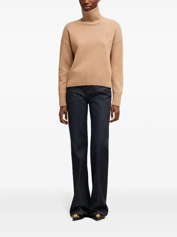 AMI Paris Embossed De Coeur Roll-neck Jumper