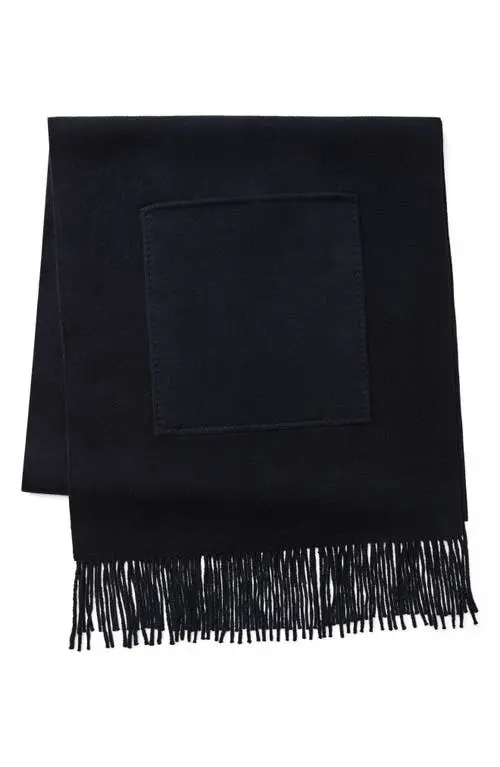 Lafayette 148 New York Patch Pocket Wool & Cashmere Fringe Scarf - Ink