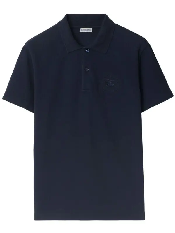 Burberry Edk-embroidered Cotton Polo Shirt - Blue