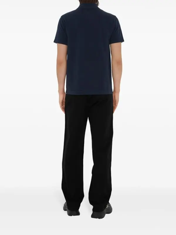 Burberry Edk-embroidered Cotton Polo Shirt - Blue