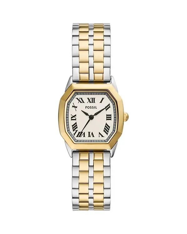 Fossil Harlow Three Hand Two Tone Watch, 27mm - Cream/two-tone
