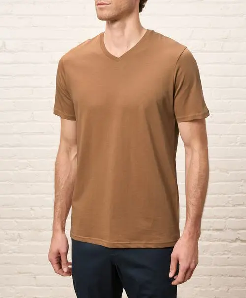 PACT Organic Softspun V-neck Tee - Brown Sugar