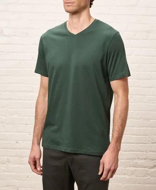 PACT Organic Softspun V-neck Tee - Pine Green