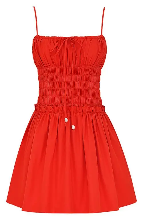 Mistress Rocks Smocked Mini Dress In Red - 80% Off | Editorialist