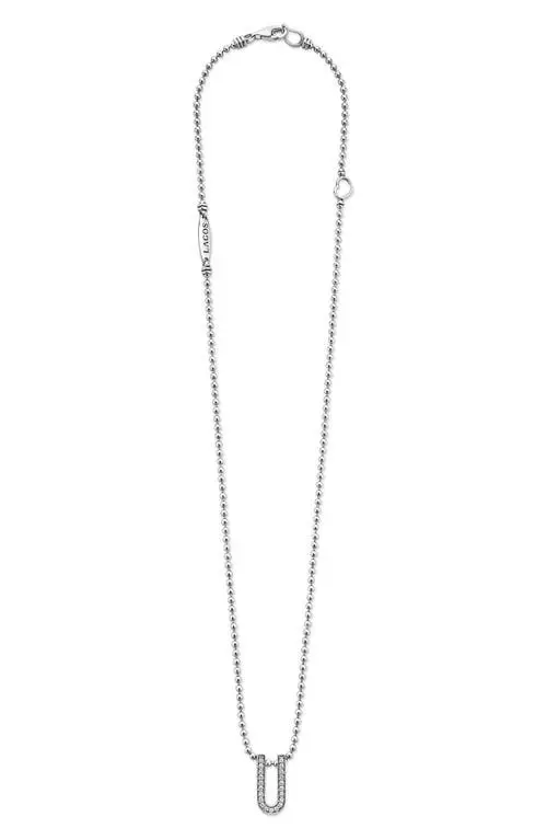 Lagos Caviar Spark Linear Pavé Diamond Pendant Necklace