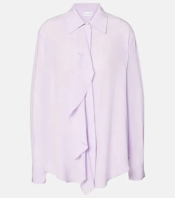 Victoria Beckham Ruffled Silk Blouse - Purple
