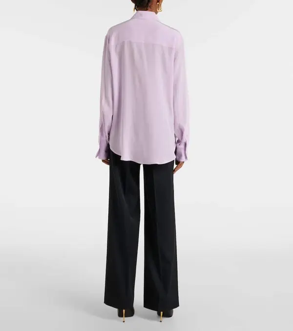 Victoria Beckham Ruffled Silk Blouse - Purple