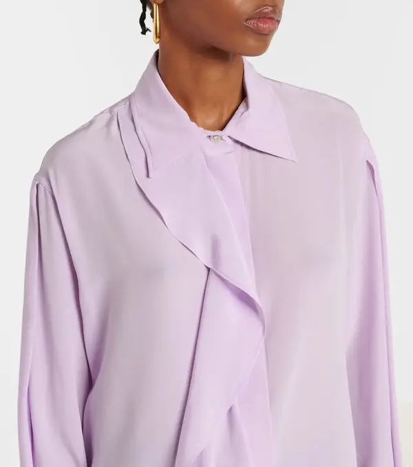 Victoria Beckham Ruffled Silk Blouse - Purple