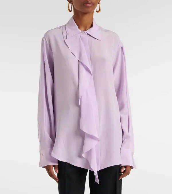 Victoria Beckham Ruffled Silk Blouse - Purple