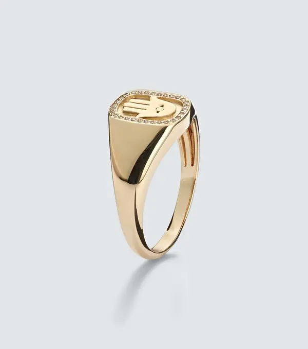 SYDNEY EVAN Hamsa Icon Ring With Diamonds