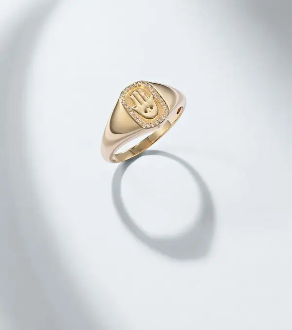 SYDNEY EVAN Hamsa Icon Ring With Diamonds
