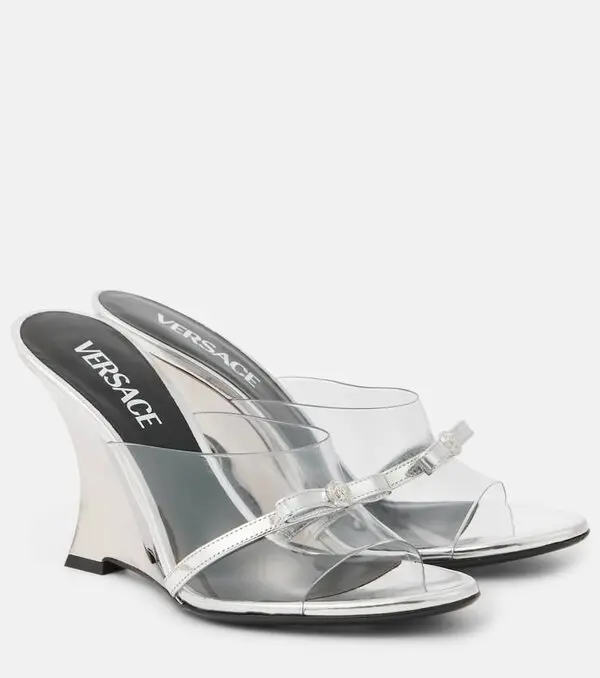 Versace Ribbon 95 Pvc Wedge Mules