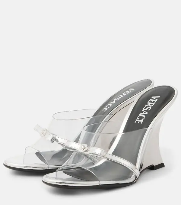 Versace Ribbon 95 Pvc Wedge Mules