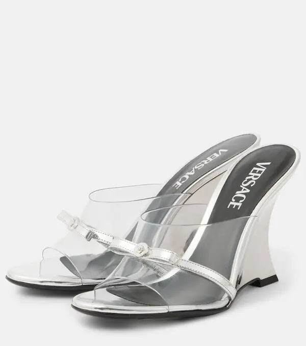 Versace Ribbon 95 Pvc Wedge Mules