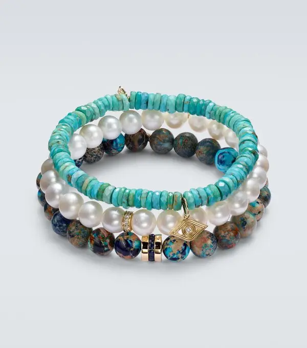 SYDNEY EVAN Set Of Three Gemstone Bracelets - Multicoloured