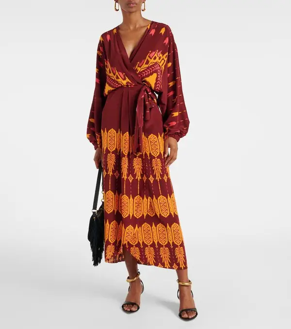 Johanna Ortiz Printed Silk Wrap Dress