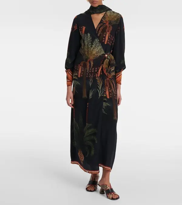Johanna Ortiz Printed Silk Wrap Dress