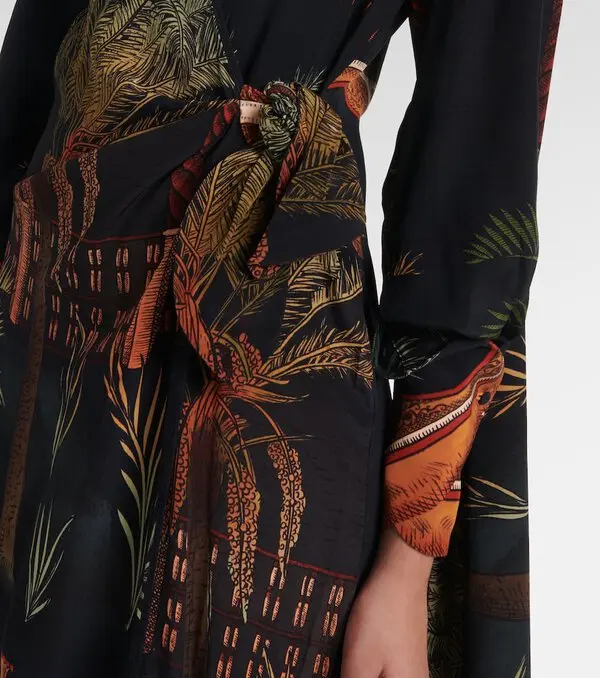 Johanna Ortiz Printed Silk Wrap Dress