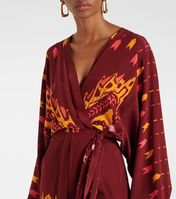 Johanna Ortiz Printed Silk Wrap Dress