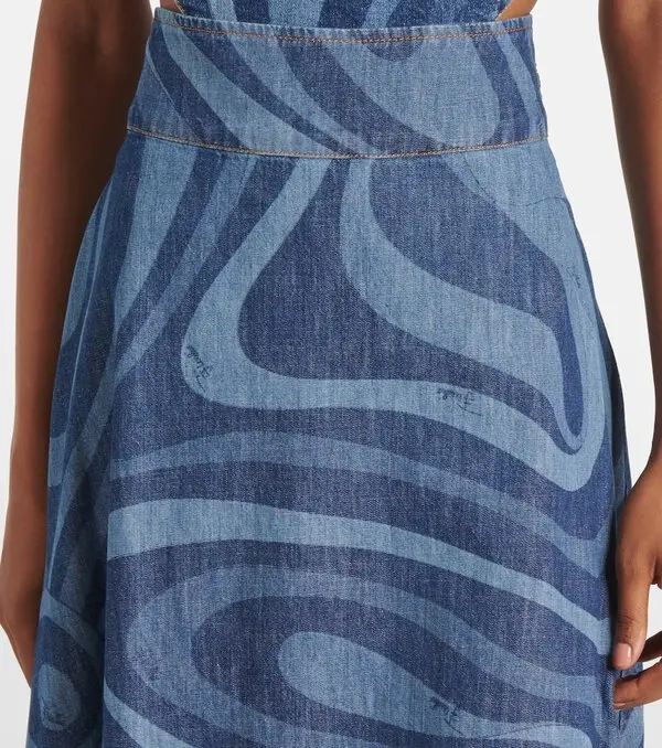 Emilio Pucci Marmo High-rise Denim Maxi Skirt
