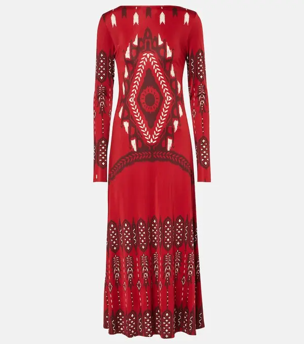 Johanna Ortiz Printed Jersey Midi Dress - Red