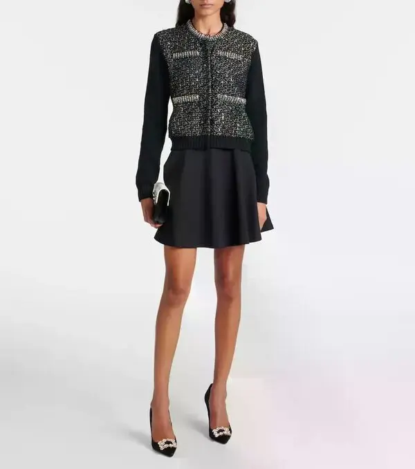 Giambattista Valli Sequined Wool Cardigan - Black
