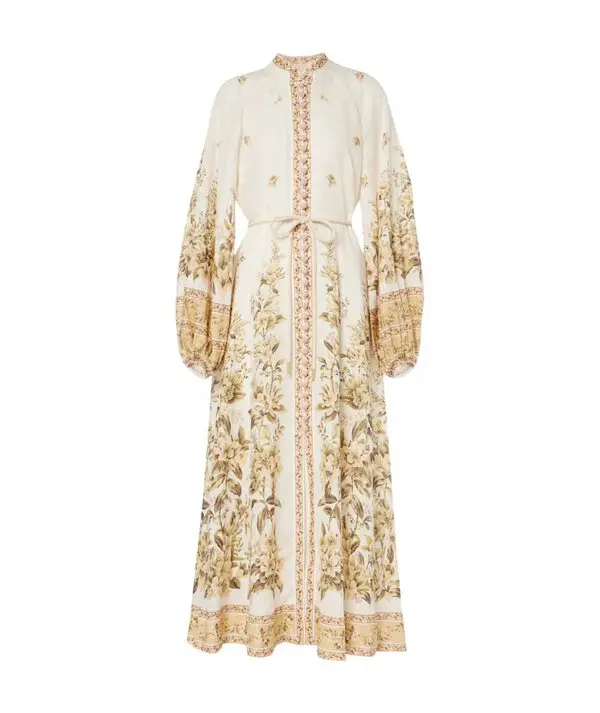 Zimmermann Floral Linen Maxi Dress In White - 40% Off | Editorialist