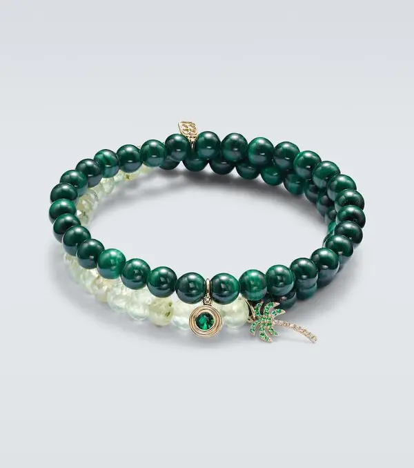SYDNEY EVAN 14kt Yellow Bracelet Set With Emeralds And Diamonds - Gold
