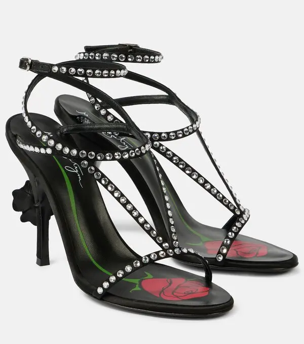 Magda Butrym Crystal-embellished Satin Sandals - Black
