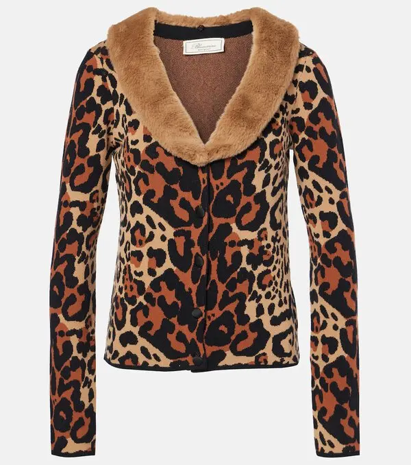 Blumarine Leopard-print Jacquard Cardigan - Multicoloured
