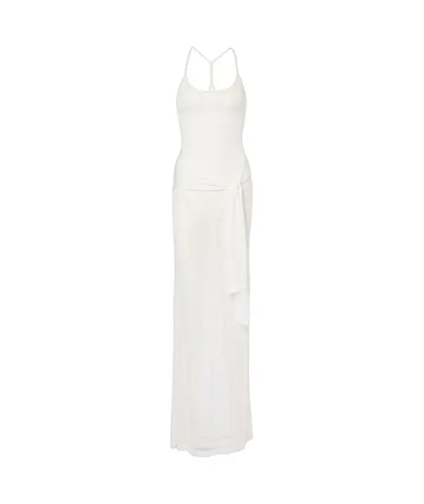 Jacquemus La Robe Maille Nodo Sheer Gown - White