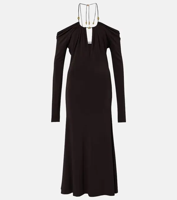FERRAGAMO Off-shoulder Midi Dress - Brown