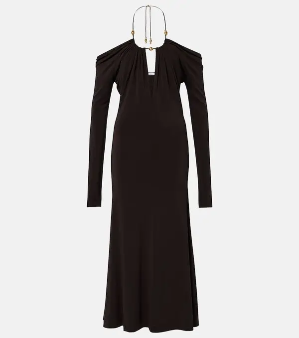 FERRAGAMO Off-shoulder Midi Dress - Brown
