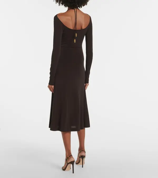 FERRAGAMO Off-shoulder Midi Dress - Brown