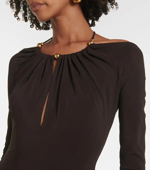 FERRAGAMO Off-shoulder Midi Dress - Brown