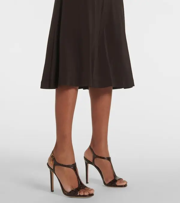 FERRAGAMO Off-shoulder Midi Dress - Brown