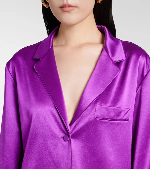 Valentino Garavani Feather-trimmed Silk Satin Shirt