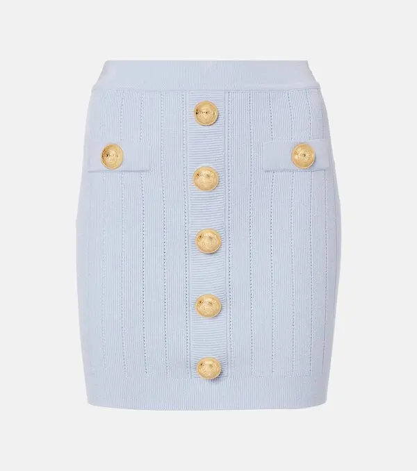 Balmain Knitted Miniskirt - Blue