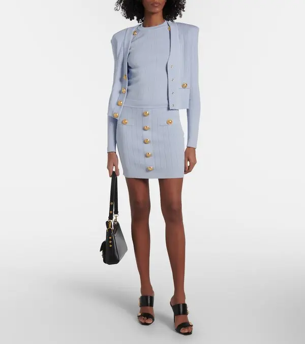 Balmain Knitted Miniskirt - Blue