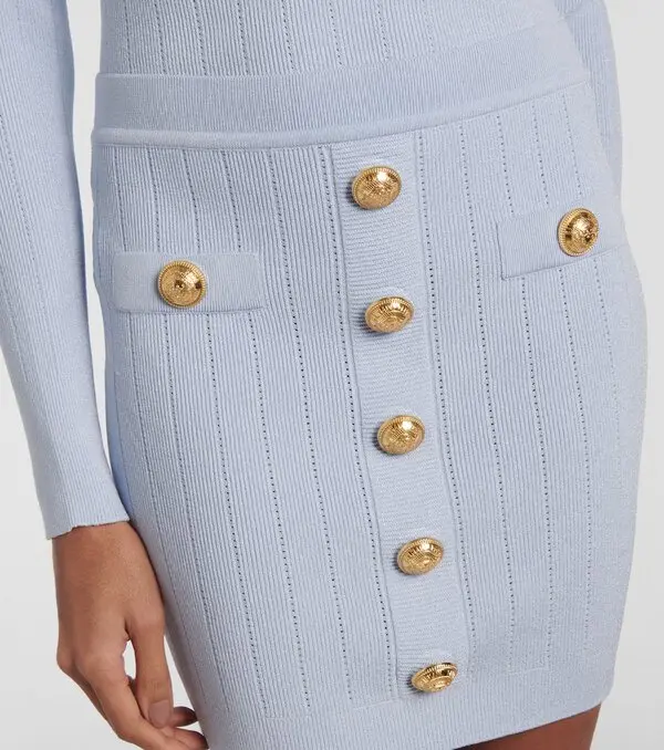 Balmain Knitted Miniskirt - Blue