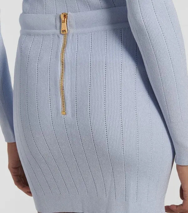 Balmain Knitted Miniskirt - Blue