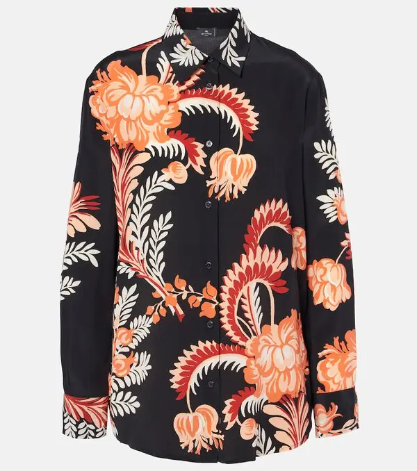 Etro Printed Silk Crêpe De Chine Blouse - Black