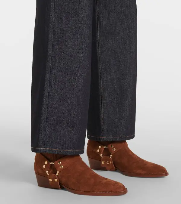 Paris Texas Helena Suede Biker Boots - Brown