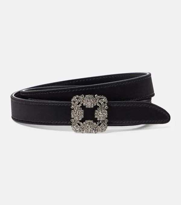 Manolo Blahnik Hangisi Embellished Belt - Black