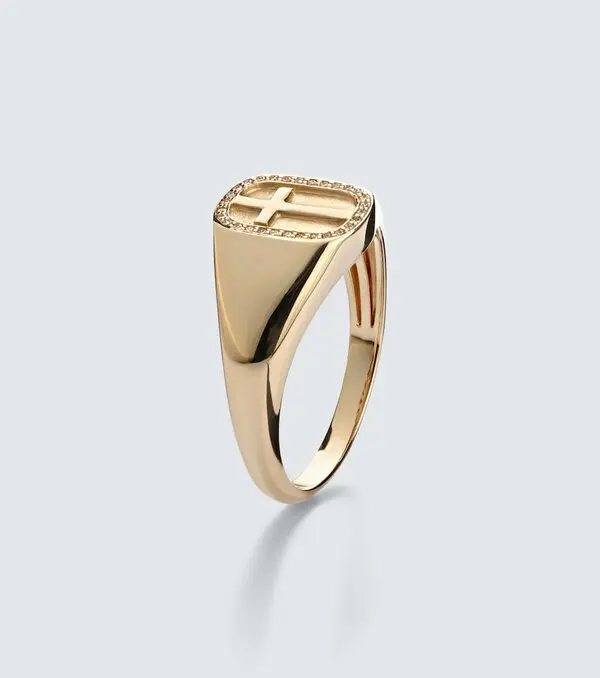 SYDNEY EVAN 14kt Yellow And Diamond Cross Ring