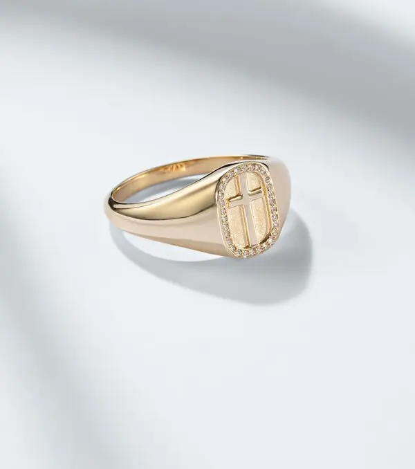 SYDNEY EVAN 14kt Yellow And Diamond Cross Ring