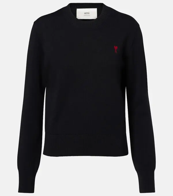 AMI Paris De Coeur Wool Sweater - Black