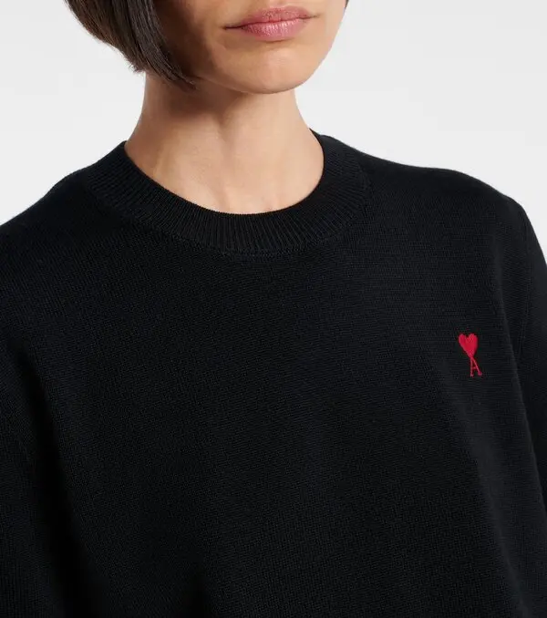 AMI Paris De Coeur Merino Wool Sweater