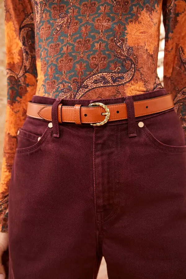 Ulla Johnson Gia Twisted Buckle Leather Belt In Sierra - 60 